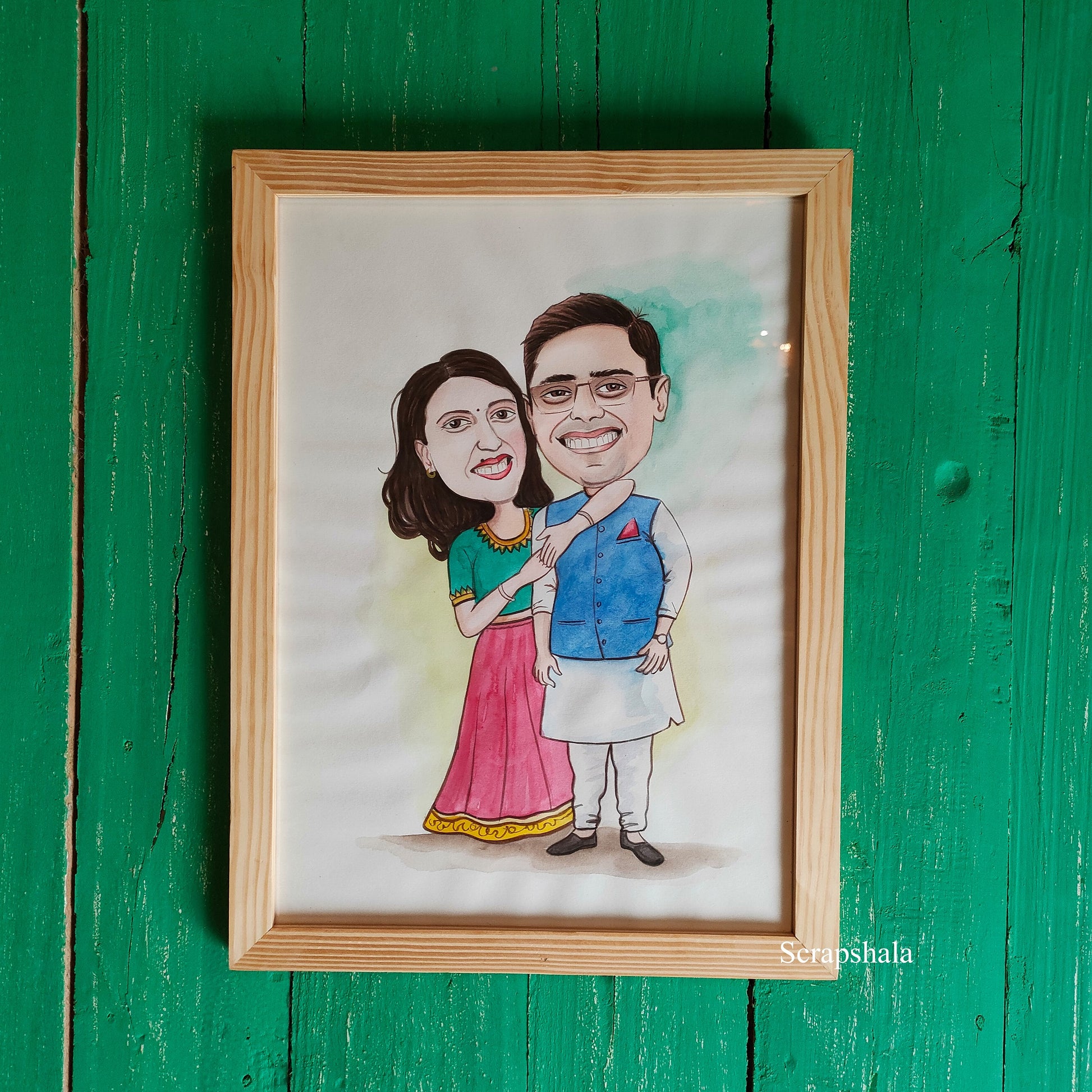 Caricature Framed Wall Hanging | Handpainted | Personalized | Natural ...